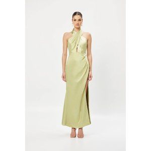 Elliatt | Dresses | Elliatt Begonia Maxi Dress Avocado Green Satin ...